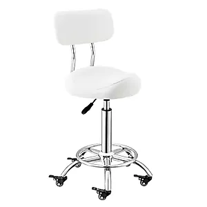 NUNETH Saddle Stool Kitchen Saddle Chair with Footrest Back Support, Ergonomic Office Chair Saddle Salon Chair for Clinical Dentist Clinic, 50-70 Cm (Color : White)