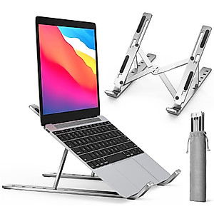 ivoler Laptop Stand, Laptop Holder Riser Computer Tablet Stand, 6 Angles Adjustable Aluminum Ergonomic Foldable Portable Desktop Holder Compatible with MacBook,iPad, HP, Dell, Lenovo 10-15.6” Silver