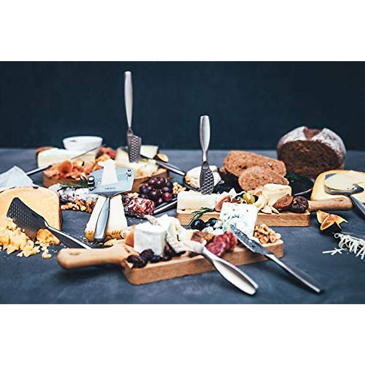 BOSKA Stainless Steel Cheese 3 Knife Set - Great for Cheese - Multi-Purpose Cheese Slicer - Handheld Slicer - Silver Non-Stick - Dishwasher Safe - For Kitchen Cooking