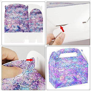 Cieovo 24 Pack Mermaid Party Favor Goodie Gift Boxes, Mermaid Paper Gift Boxes Bags for Under The Sea Theme Kids Birthday Wedding Baby Shower Party Supplies Decoration