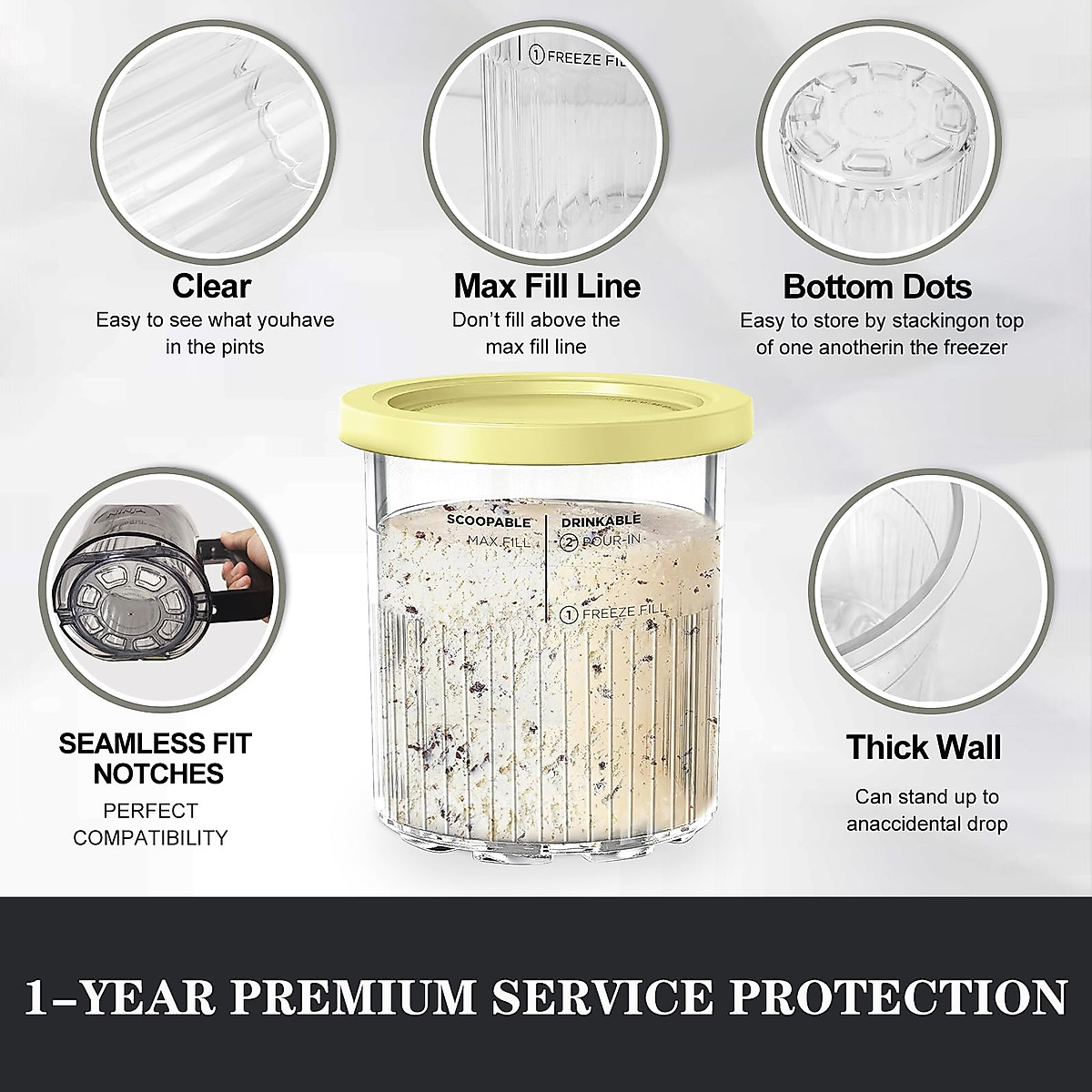 for Ninja Creami Deluxe Pints and Lids 4 Pack with Neoprene Sleeve,24OZ Family Ice Cream Storage Containers for Ninja Creami Maker 11-in-1 NC501 NC500 Series (Dishwasher Safe Reusable Leak Proof)