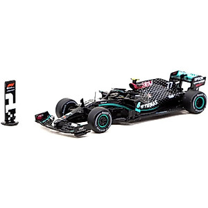 Tarmac Works 1:64 Scale Diecast Model Grand Prix Car Compatible with Mercedes Benz AMG W11 EQ Performance Valtteri Bottas (No.77 Winner Austrian GP 2020) in Black