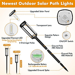 COXSENI Solar Pathway Lights Outdoor 6 Pack, Bright Solar Path Light Outside Waterproof, Solar Garden Decorative Solar Powered Landscape Lights for Walkway Driveway Lawn Patio Sidewalk Yard Decor