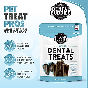 Pet Treat Pros - Dental Buddies - Dental Treats with Heavy Ridges - Helps Fight Plaque & Tartar - 8 Oz. / 226g