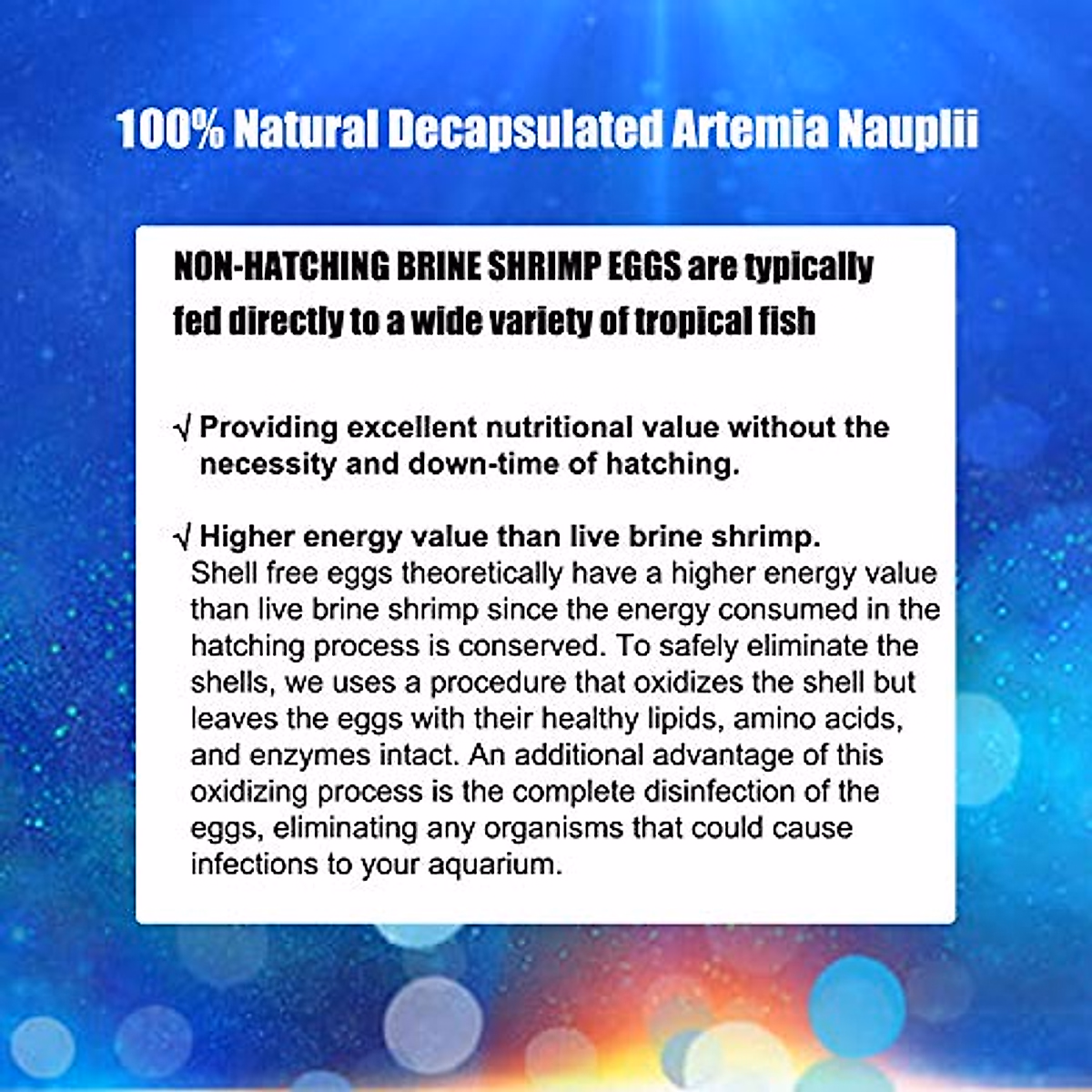 Amzey 4.5 oz Decapsulated Brine Shrimp Egg (Non-Hatching)-100% Natural Decapsulated Artemia Nauplii, High Protein Food Source for Live Fish, Baby Fish, Freshwater and Marine Fish, Golden Fry, Corals