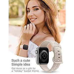 Sunflower Engraved Band Compatible with Apple Watch Bands 38mm 40mm 41mm Women Girls, TOYOUTHS Floral Lace Cute Fancy Fashion Stretchy Sport Silicone Flower Straps for iWatch Series 8/7/6/5/4/3/2/1/SE