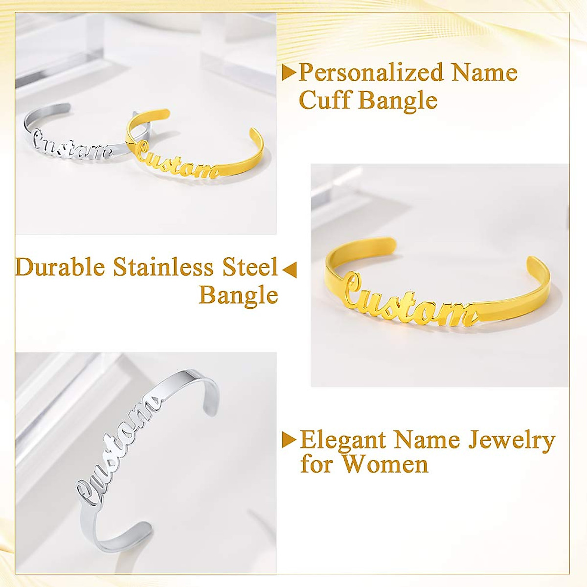 Engravable Cuff Bracelets for Women Custom Made Open Cuff Bangle Bracelet with Name Engraved Personalized Memorial Jewelry