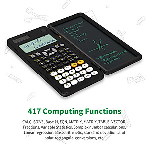 NEWYES Scientific Calculators with Writing Tablet, Upgraded 991MS Solar Energy LCD Science Calculator Notepad with 349 Function, Professional Foldable Calculator for Students, School and College