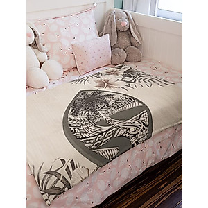 Guam Blanket - The Beige Hibiscus Blanket - Soft and Cozy Comfortable Blanket Sherpa Fleece Blanket Soft Warm Blanket for Bedroom Couch (60x50, 80x60 Inches) (Large (80x60 inches))