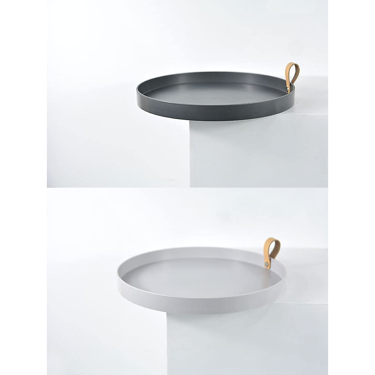 Vanity Glass Perfume Coffee Table Home White Small Decorative Serving with Handles Ottoman Round Black Candle Tray for Living Kitchen Counter Bar Room Plastic Circle Wine Bottle Lacquer Trays（Black）