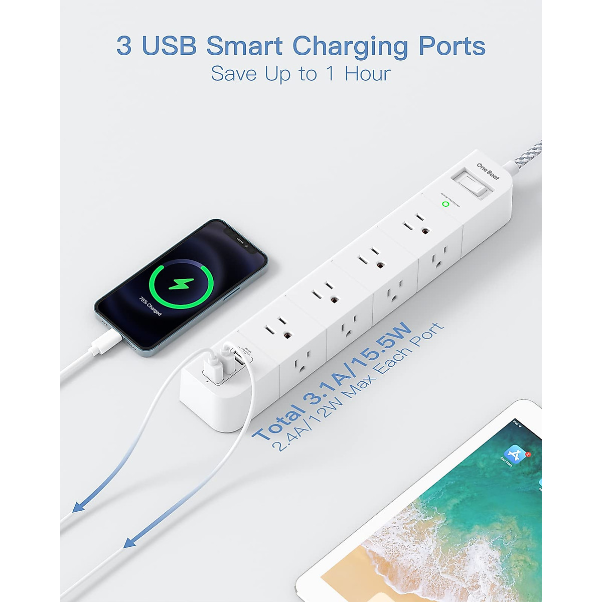 Outlet Extender with Night Light and Surge Protector with USB Bundle