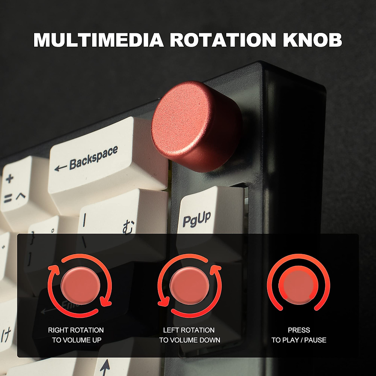 VN66 RGB Mechanical Keyboard 66keys Programmable Hot-Swappable Gaming Keyboard with Yellow Switch Support Bluetooth/Wired/2.4Ghz Tri-Mode (Yellow Switch, Black)