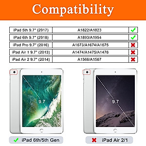 Soke Case Fits for iPad 6th/5th Generation with Pencil Holder - [Full Body Protection + Auto Wake/Sleep], Shockproof Soft TPU Back Cover for Apple iPad 9.7 inch 2018/2017, Book Black