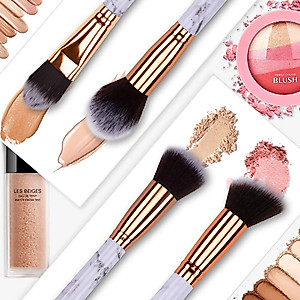 HEYMKGO Makeup Brushes Professional Marble Makeup Brush Set, Soft and Odor-free Natural Synthetic Bristles,10pcs Makeup Brush + 2 Makeup Sponge + Cosmetics Bag