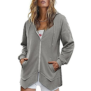 Zeagoo Lightweight Sweatshirt Hoodies for Women Casual Cotton Hooded Jackets for Fall Actvie Hoodie, Grey S