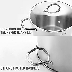 HOMICHEF 24 Quart Large Nickel-Free Stainless Steel Stock Pot With Lid - Polished Heavy Duty Induction Soup Pot