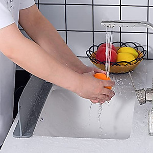 Kitchen Sink Splash Guard, Silicone Island Sink Backsplash Guard, Premium Water Splash Guard for Sink, Kitchen Sink Accessories, Grey