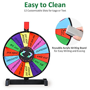 WinSpin 12" Color Prize Wheel Tabletop 14 Slots Heavy Duty Editable Spinning Wheel for Fortune Spinning Game Carnival & Tradeshow, Classic Series