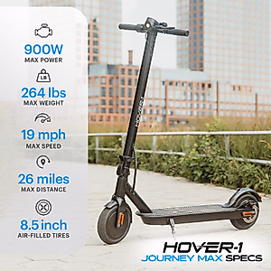Hover-1 Journey Max Adult Electric Scooter with 700W Brushless Dual Motor Hill Climber, 19 mph Max Speed, and 26 Mile Range