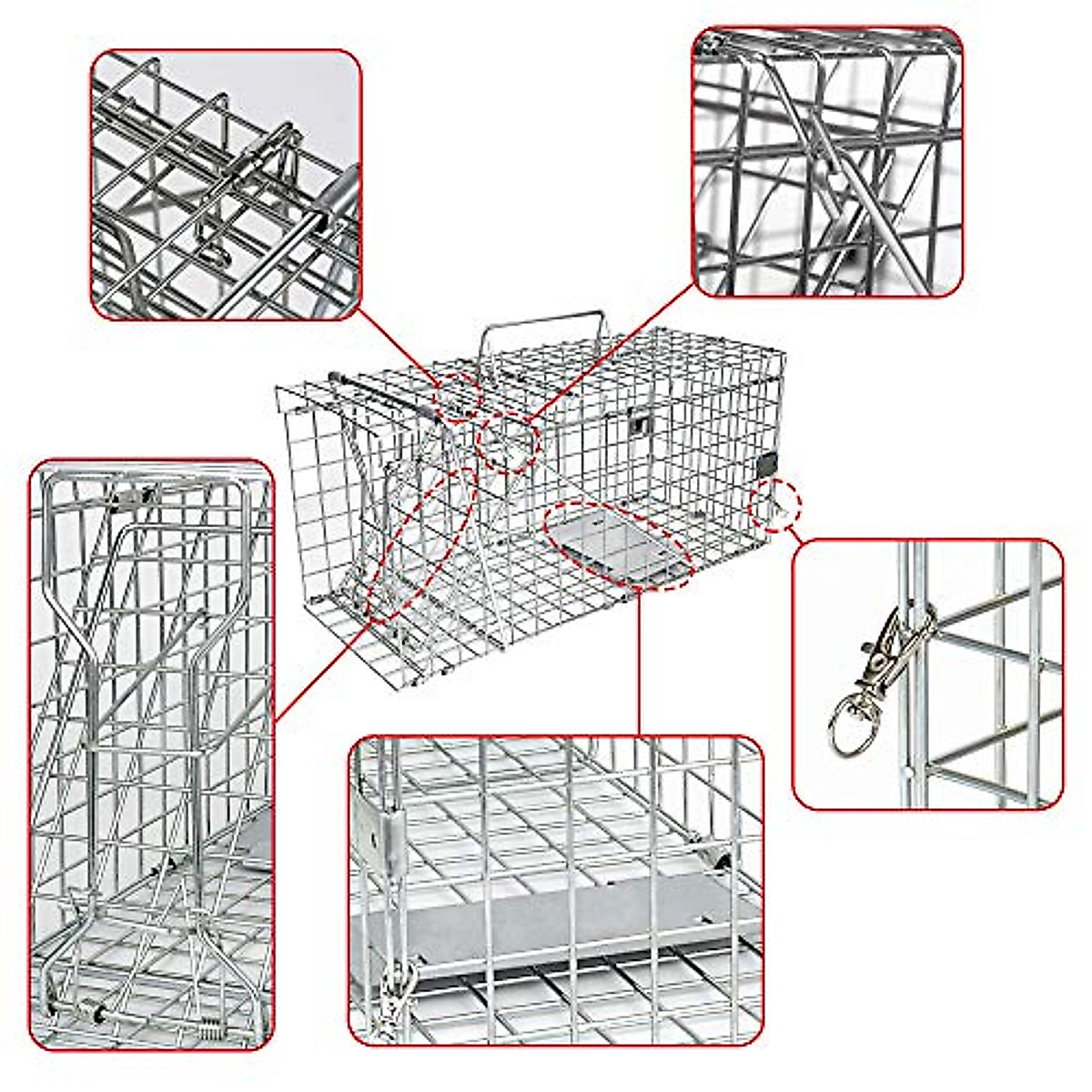 H&B Luxuries Collapsible Rat Trap - Foldable Humane Live Animal Cage for Rat Mouse Hamster Mole Weasel Gopher chipm (17.5"(L) x 7.62"(W) x 8.25"(H))