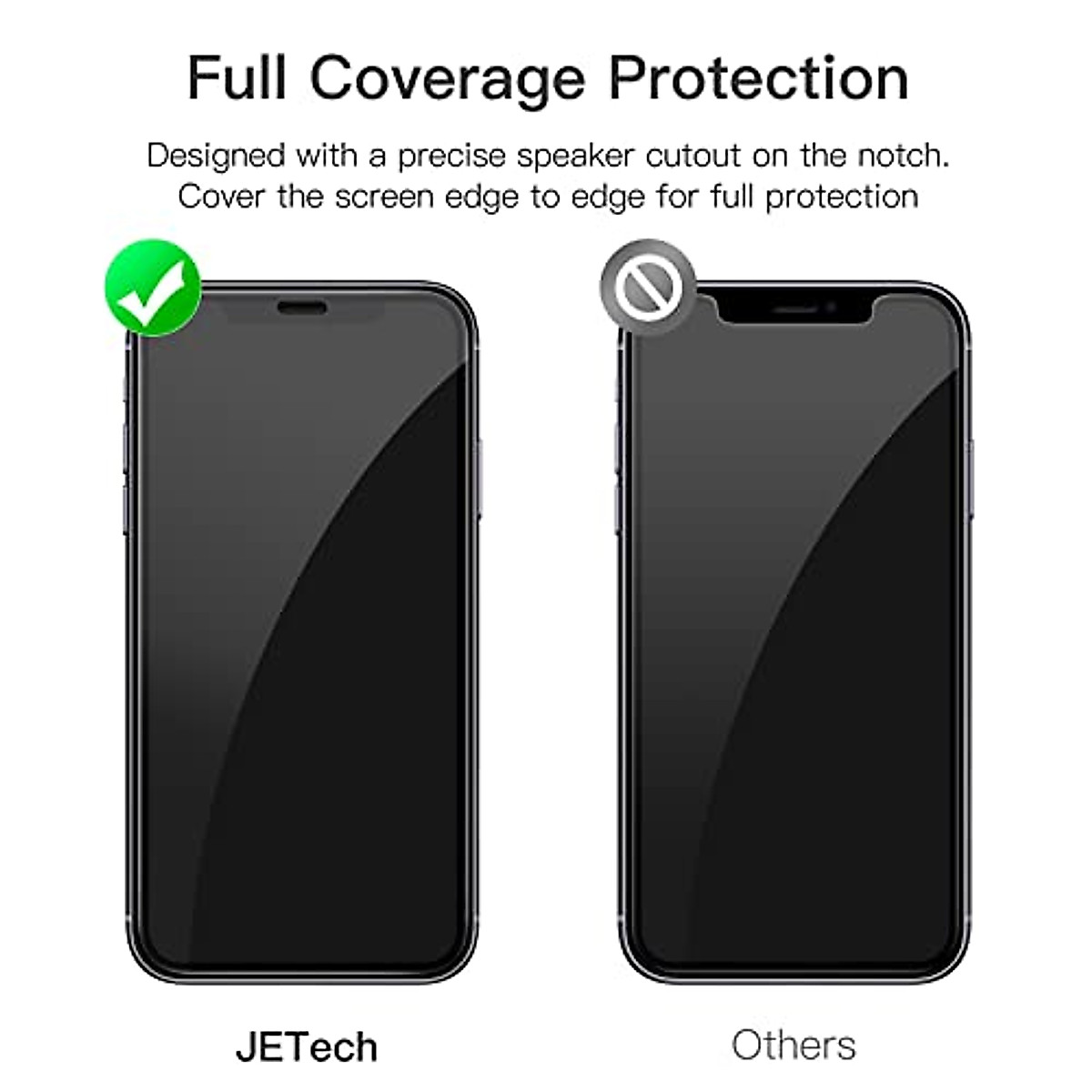 JETech Full Coverage Screen Protector for iPhone 11/iPhone XR 6.1-Inch, Black Edge, 9H Tempered Glass Film Case-Friendly, HD Clear, 3-Pack