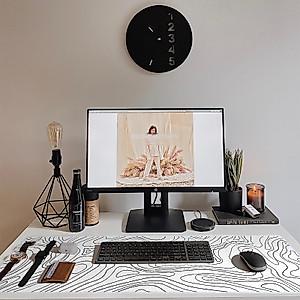 Topographic Gaming Mouse Pad, Extended XL Mousepad with Anti Slip Base, Large Desk Mat Keyboard and Mouse Minimalist Contour for Office 31.5 x 11.8 in