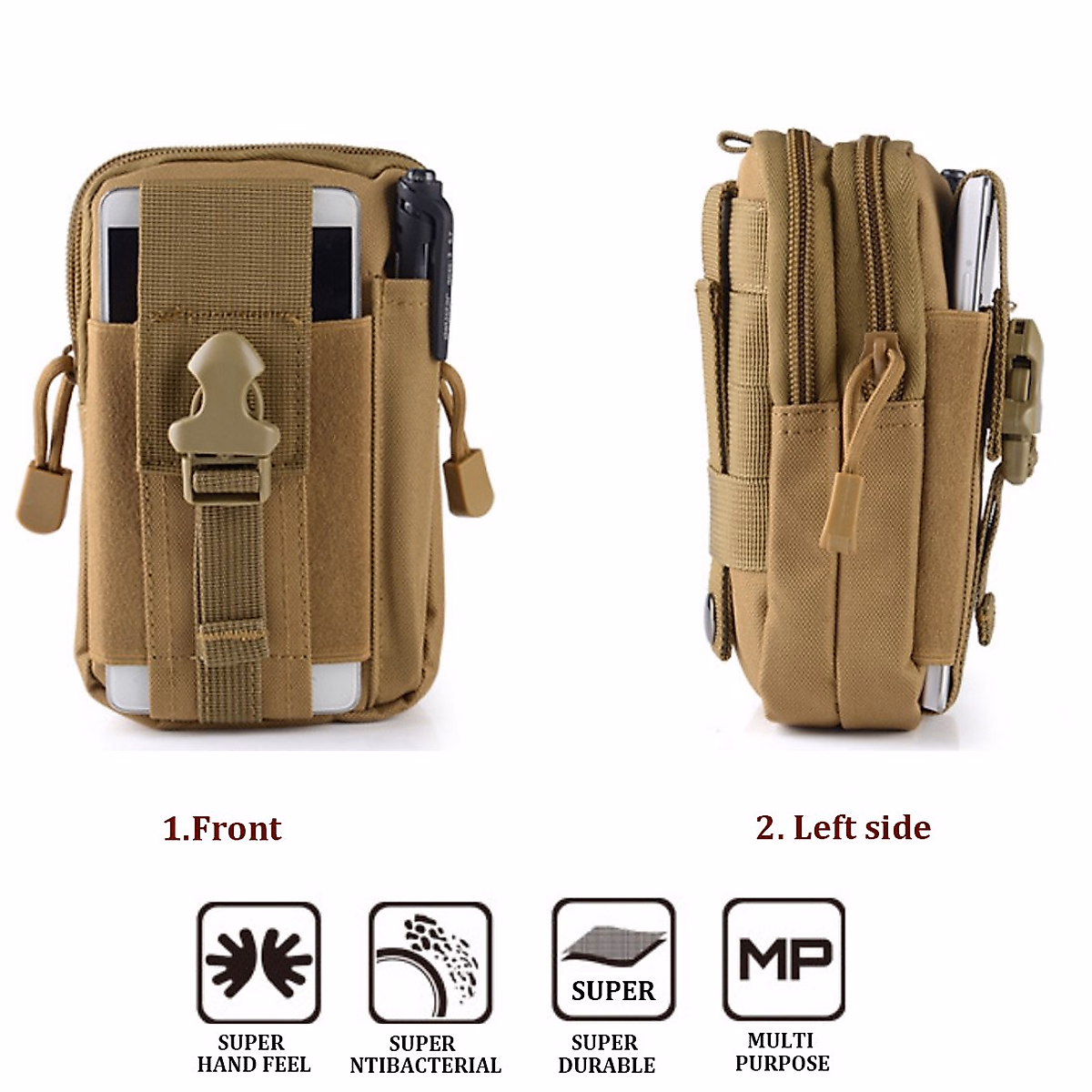 Multi-Purpose EDC Vape Pouch Bag, Vape Case,Tactical Bag Pouch, Military Nylon Utility Tactical Waist Pack Camping Hiking Pouch (Khaki)