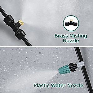 GOTGELIF Misters for Outside Patio, Misting Cooling System 50FT (15M) Misting Line 12 Brass Mist Nozzles with a Faucet Adapters(3/4") Outdoor Mister System Kit for Fan Greenhouse Garden Umbrellas
