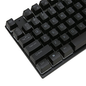 USB Gaming Keyboard, Quick Response Backlit Keyboard 104 Keys Wired One Piece Design High and Low Key Design RGB Lighting Effect for Gaming for Office for Home(H600 black characters-single keyboard)