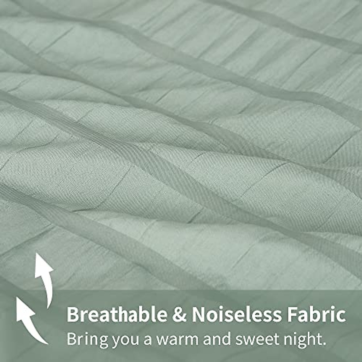 AveLom Sage Green Seersucker King Comforter Set (104x90 inches), 3 Pieces - 100% Soft Washed Microfiber Lightweight Comforter with 2 Pillowcases, All Season Down Alternative Comforter Set for Bedding