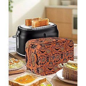 Toaster Dust Cover 2 Slice, Pumpkin Castle Bat Witch Hat Bread Maker Cover Toasters Covers for Fingerprint Protector Washable Kitchen Small Appliance Cover 12x11x8in