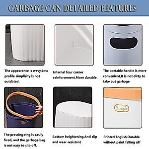 Plastic Small Trash Can, 3.1 Gallon Office Trash Can, White Trash Bin with Built-in Handle, Slim Waste Basket for Bathroom, Bedroom, Home Office, Living Room, Kitchen (12L Black)