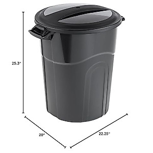 BCWYO 20 Gallon Heavy Duty Plastic Garbage Can, Included Lid, Black