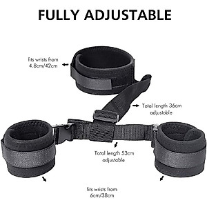 BDSM Neck to Wrist Restraints Bondage Set - Behind Back Handcuffs Collar with Blindfold Adjustable Bondage Set Bed SM Games Play Sex Toys for Couples