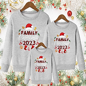 Qinnyo epic daily deal Ugly Christmas Sweaters Women Dressy Sweatshirt for Womens Fashion 2023 Shirt for Family Matching Family Xmas D-gray