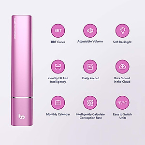 Smart Basal Body Thermometer, BBT Thermometer with Backlight LED Screen, Fertility/Period Tracker with Femometer APP, Automatic Data Recording, Lipstick Shape, Easy to Use and Carry, Purple