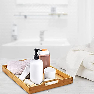 AMONE Serving Tray with Handles，Bamboo Wooden Tray Great for Dinner Trays, Tea Tray, Bar Tray, Breakfast Tray, or Any Food Tray - Good for Parties and Outdoors (2Pack)