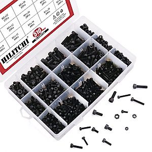 Hilitchi 510-Pcs M3 M4 M5 Alloy Steel Socket Cap Screws Hex Head Bolt Nuts Assortment Kit - 12.9 Grade Alloy Steel (Hex Socket)