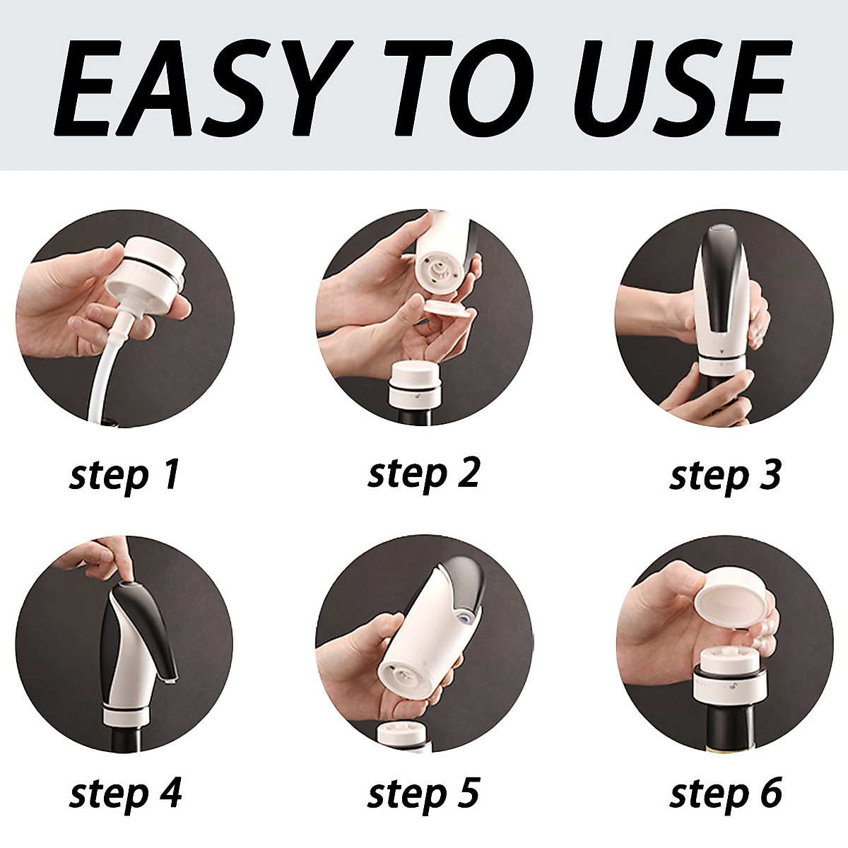 KIEKRO 2 in 1 Electric Wine Aerator, Rechargeable Wine Dispenser Pump, Electric Wine Dispenser, One-touch wine pourer, Suitable for Families, Travel, Parties, Bars,etc (Black)