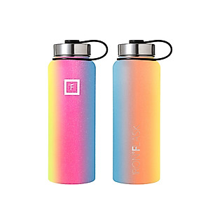IRON °FLASK Sports Water Bottle - 40 Oz 3 Lids (Wide Spout Lid), Leak Proof - Stainless Steel Gym & Sport Bottles for Men, Women & Kids - Double Walled, Insulated Thermos, Metal Canteen