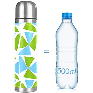Stainless Steel Leather Vacuum Insulated Mug Abstract Thermos Water Bottle for Hot and Cold Drinks Kids Adults 16 Oz