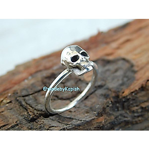 Tiny Silver Skull Ring, Minimalist animal ring, Taxidermy Jewelry, Bone, Wiccan, Goth, Gothic ring, Stackable, Dark Fashion, Sugar, Rustic, Death 925 silver By TEJIKA GLOBAL (12)