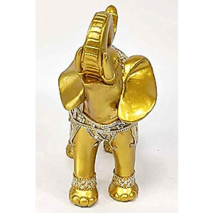 Dalax- 9"(H) Elephant Statue Figurines Home Decor Trunk Facing Upwards Lucky Figurine Living Room Office Decorations Ornaments Statues Gift Set Art Accent Good Luck Centerpiece Gifts Collection