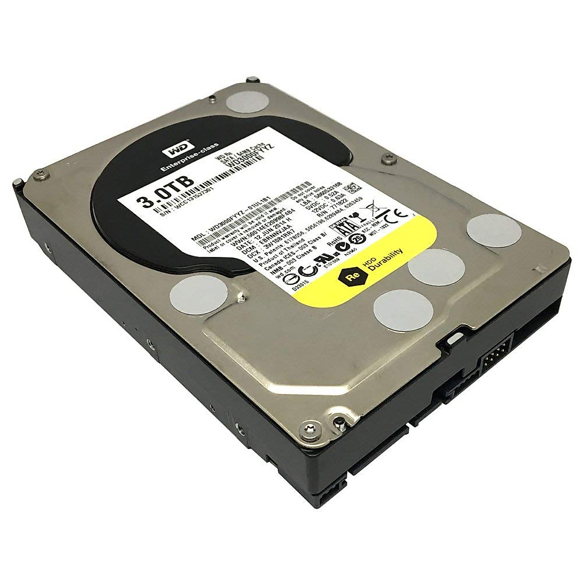 Western Digital RE WD3000FYYZ 3TB 7.2K RPM 64MB Cache 6Gb/s SATA 3.5" Enterprise HDD (Renewed)