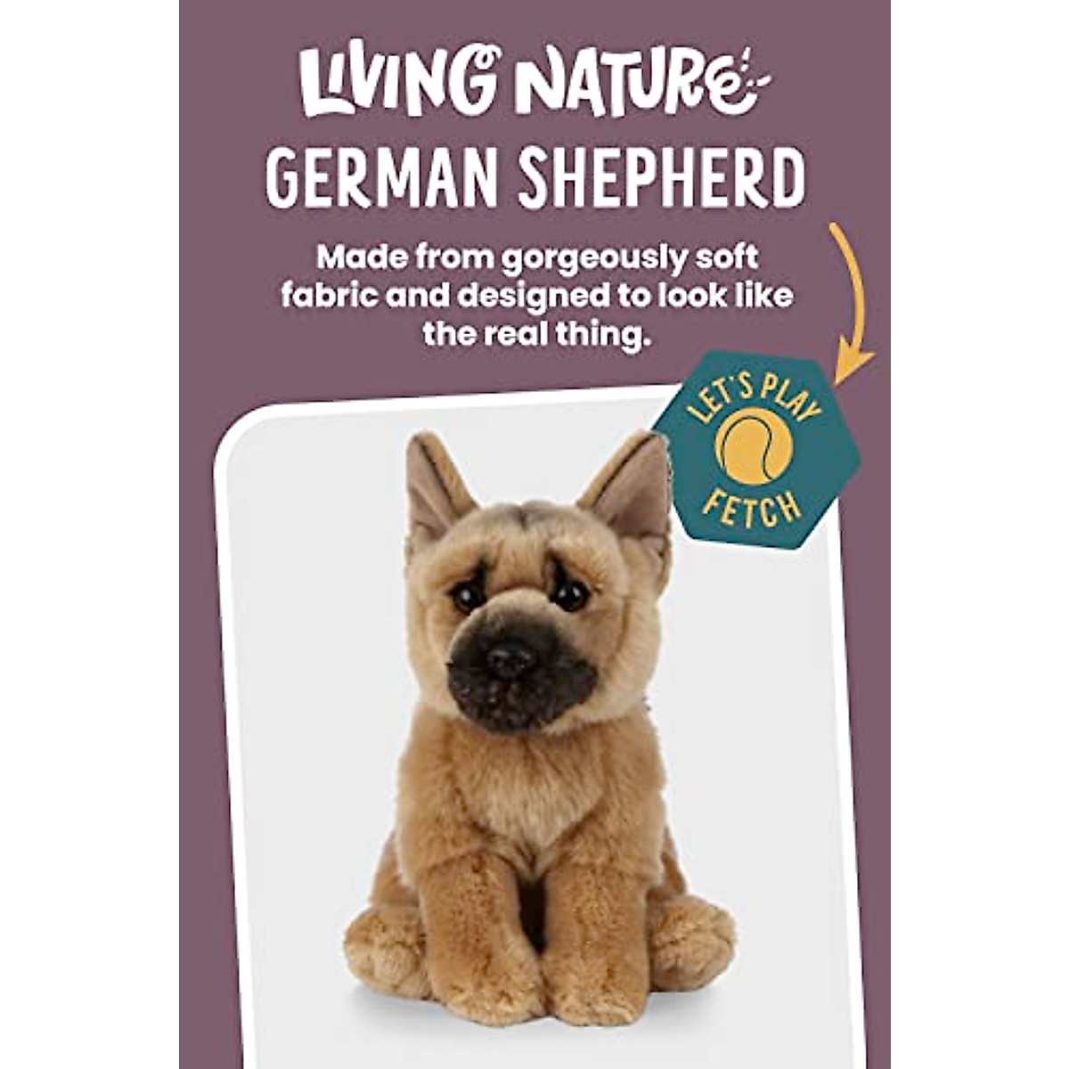 Living Nature German Shepherd Stuffed Animal | Fluffy Dog Animal | Soft Toy for Kids | 8 inches