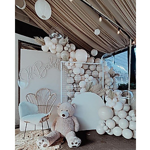 Nude Neutral Balloon Garland Arch Kit-119Pcs Tan Beige Double Stuffed Balloons White Sand Cream for Boho Teddy Bear Theme Baby Shower Gender Reveal Birthday Party Decoration Supplies
