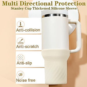 Silicone Stanley Boot For Stanley 40 Oz Tumbler With Handle,Stanley Boot Sleeve 40 Oz,Protective Water Bottle Cup Bottom Bumper Cover For Stanley Boot Sleeve 40 Oz,Stanley Cup Accessories