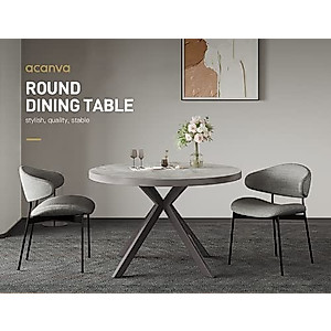 Acanva Small Round Dining Table for 4 Person, MDF & HPL Surface and Sturdy Base Structure, Modern Design for Kitchen, Living Room & Apartment, Easy Assembly, 47.2” Diam. x 30” H, Light Concrete