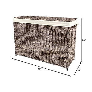America Basket Woven Maize 3-Section Lined Hamper
