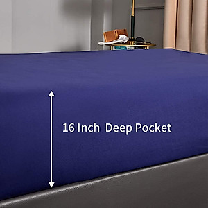 DERBELL Bed Sheet Set - Brushed Microfiber Bedding - Bedding Sheets & Pillowcases - Deep Pockets - Easy Fit - Breathable & Cooling Sheets - 4 Piece Full Blue Set